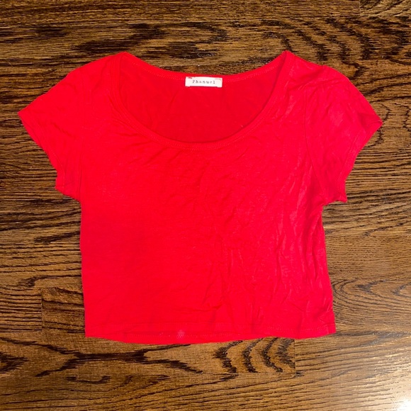 Tops | Red Short Sleeve Crop Top | Poshmark